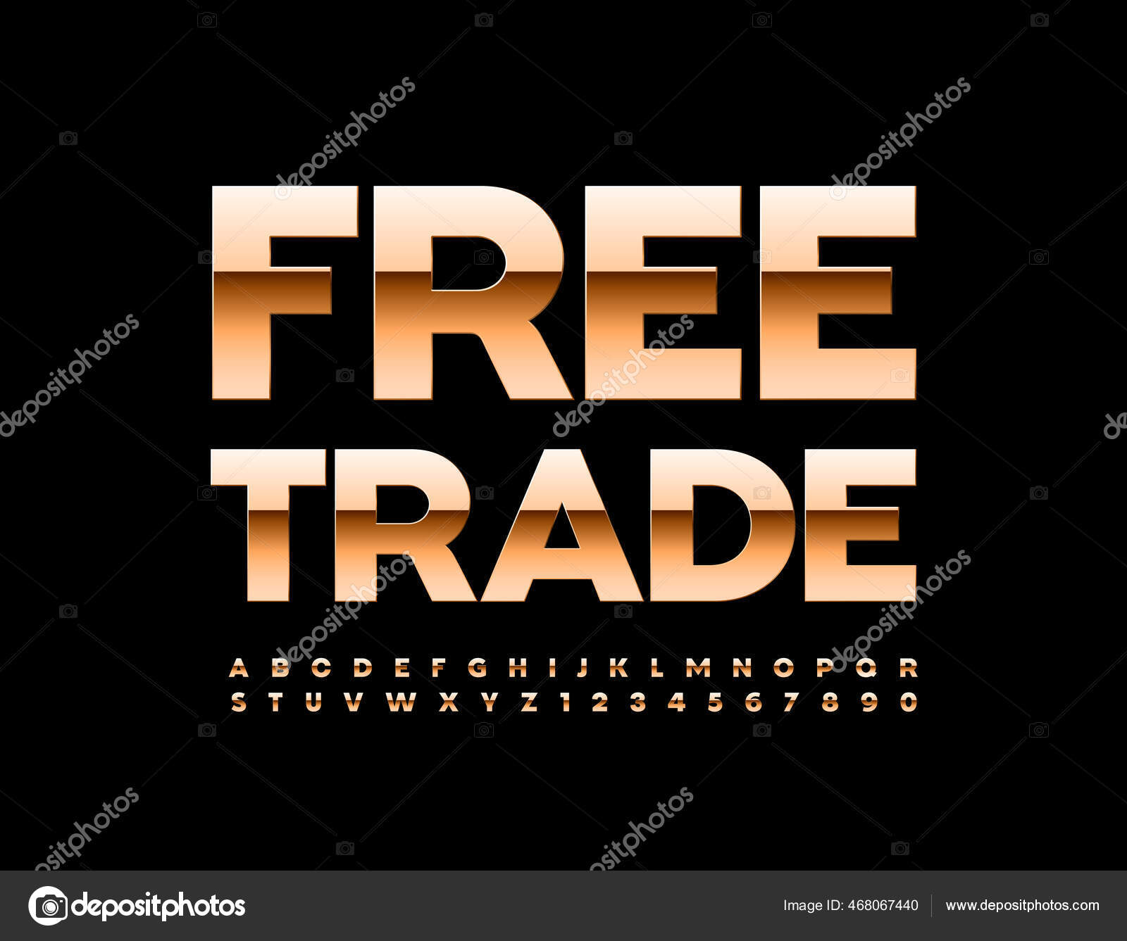 Vector Modern Banner Free Trade Font Alphabet Letters Numbers Set Stock ...