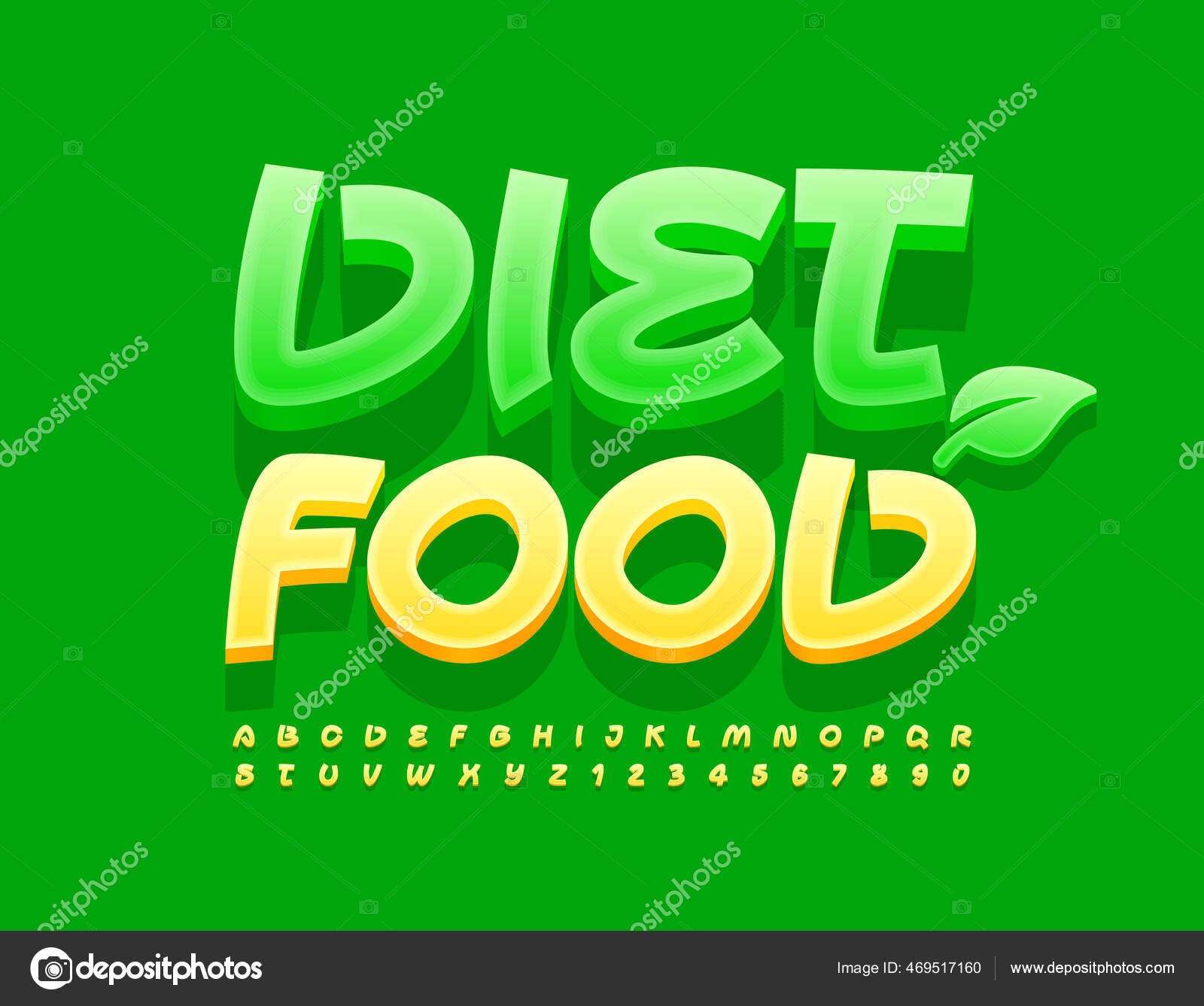 Plantilla Brillante Del Vector Alimento Dieta Letras Números Del ...