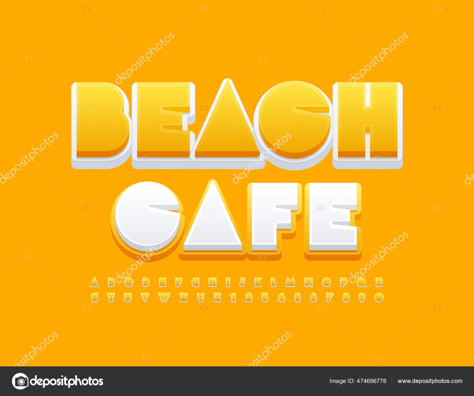 Vector Original Sign Beach Cafe Modern Yellow White Font Trendy Stock ...