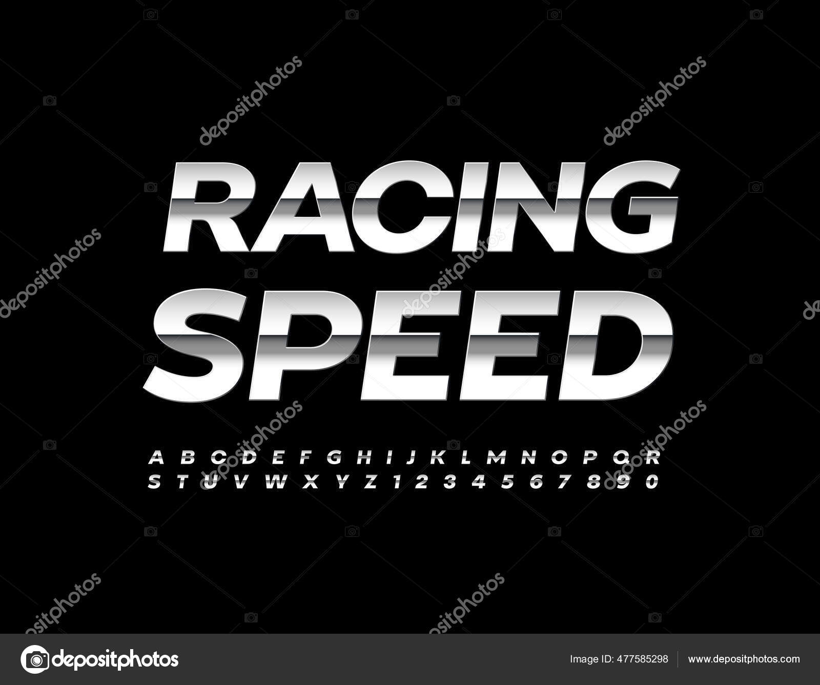 Signo Moderno Vectorial Racing Speed Fuente Metálica Brillante Conjunto ...