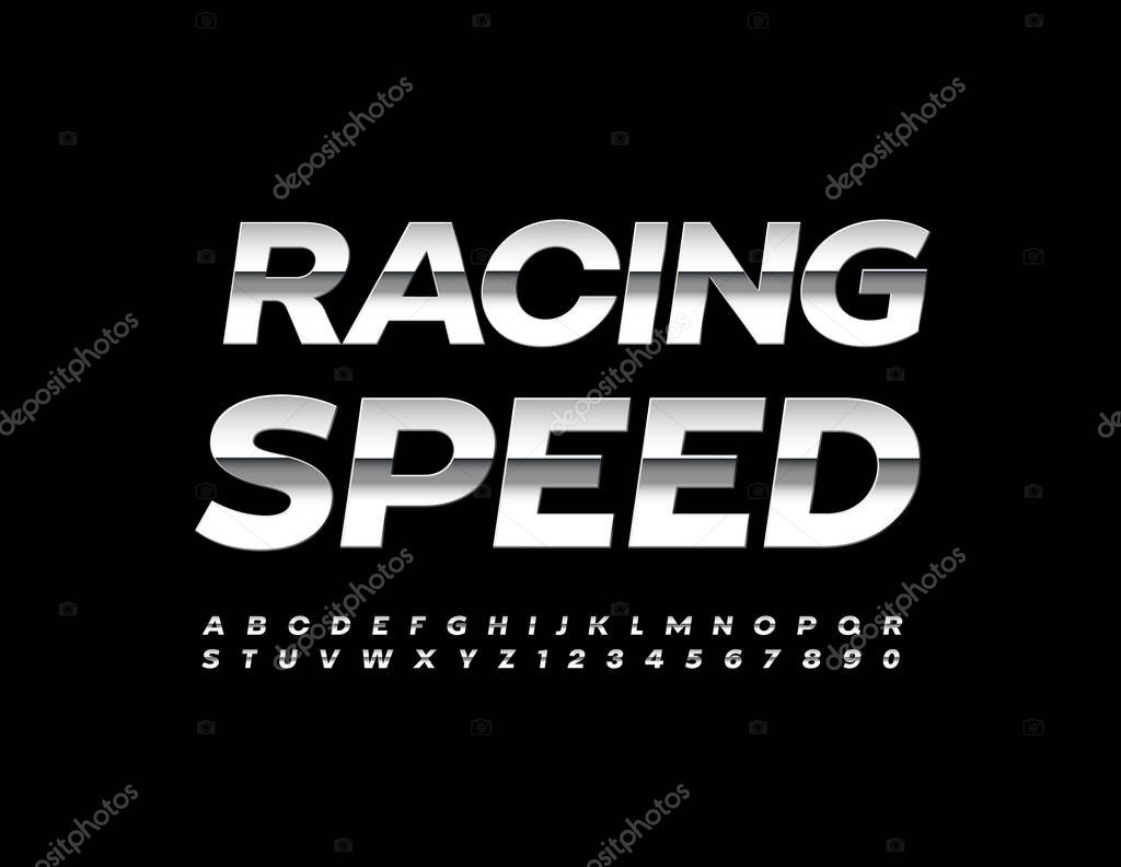 Signo Moderno Vectorial Racing Speed Fuente Metálica Brillante Conjunto ...