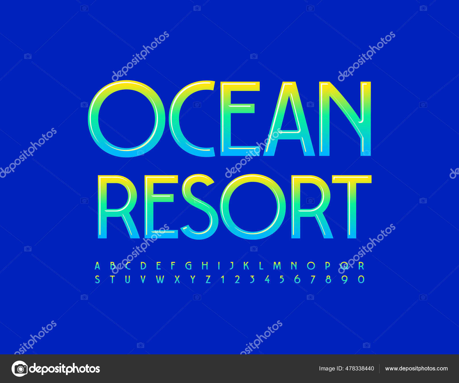 Vector Creative Logo Ocean Resort Stylish Shiny Font Gradient Color ...