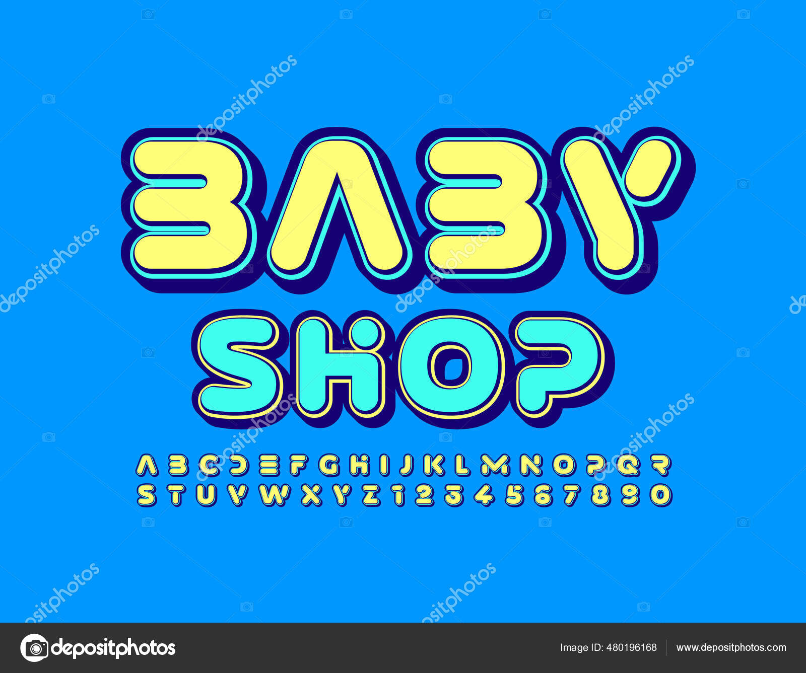 Vector Cute Banner Baby Shop Colorful Trendy Font Bright Modern Stock ...