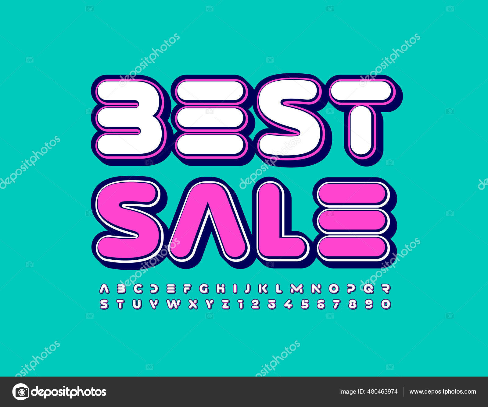 Vector Promo Banner Best Sale Bright Modern Font Alphabet Letters Stock ...