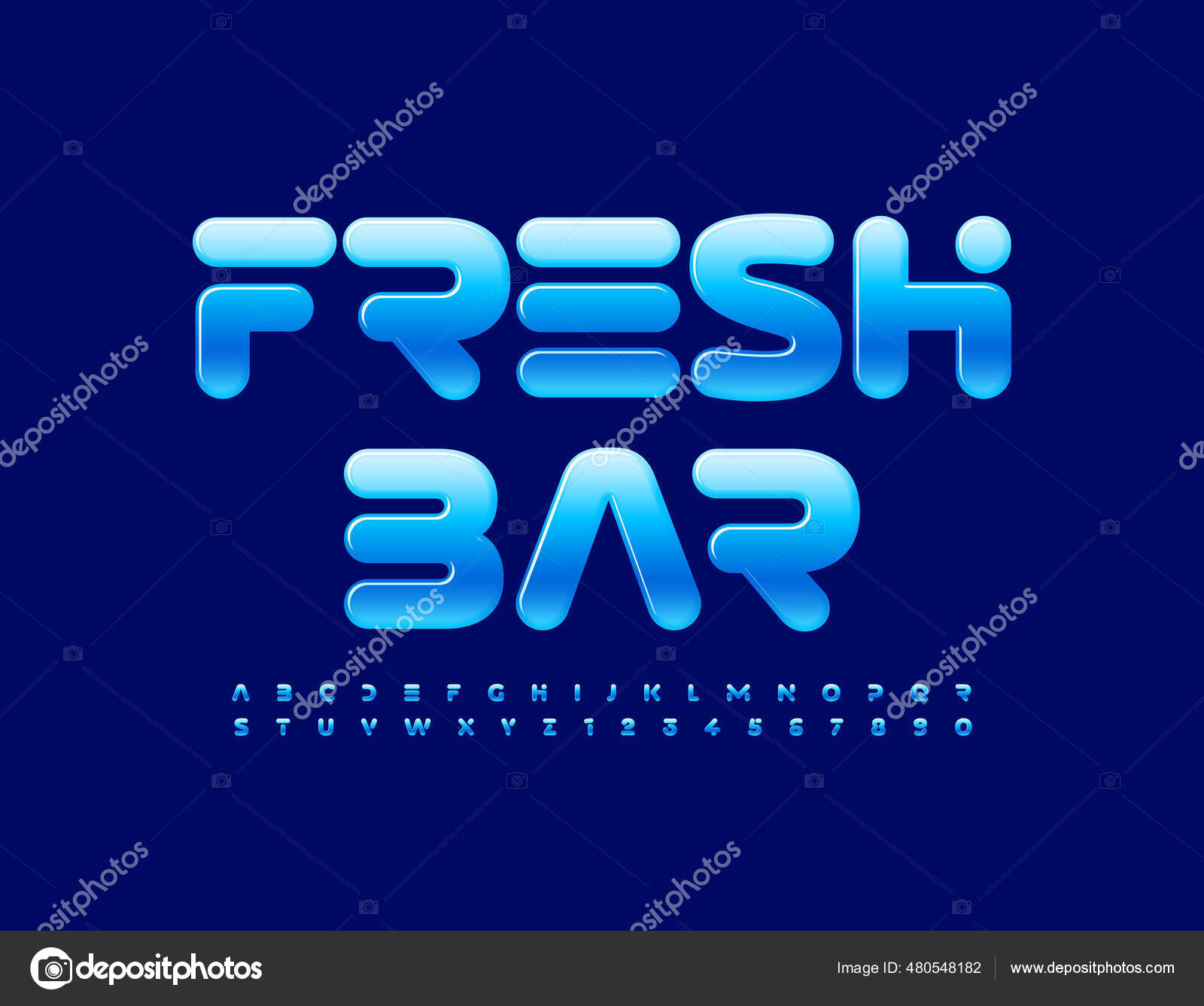 Vector Futuristic Logo Fresh Bar Blue Glossy Font Modern Alphabet Stock ...