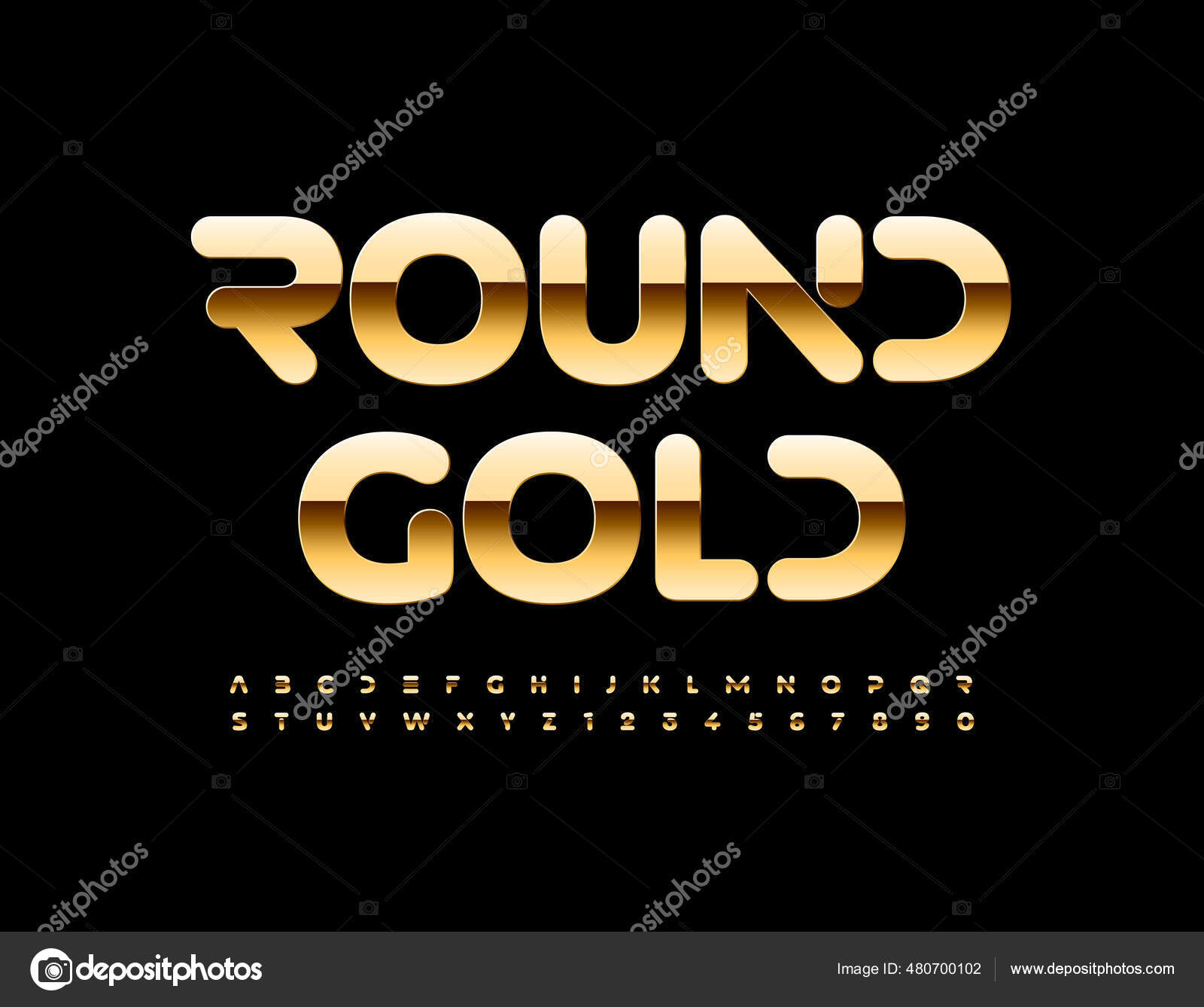 Letras Números Alfabeto Redondo Ouro Vetor Fonte Premium Luxo Vetor de ...