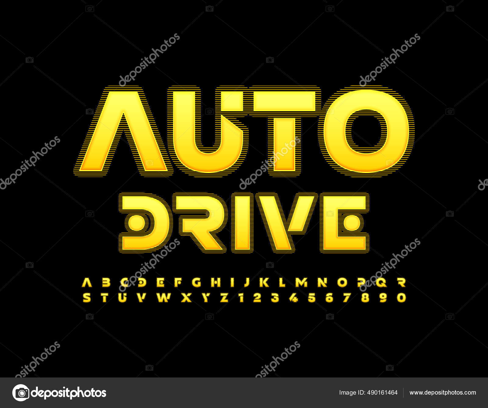 Vector Bright Emblem Auto Drive Set Creative Alphabet Letters Numbers Stock Vector by ©dgbomb ...