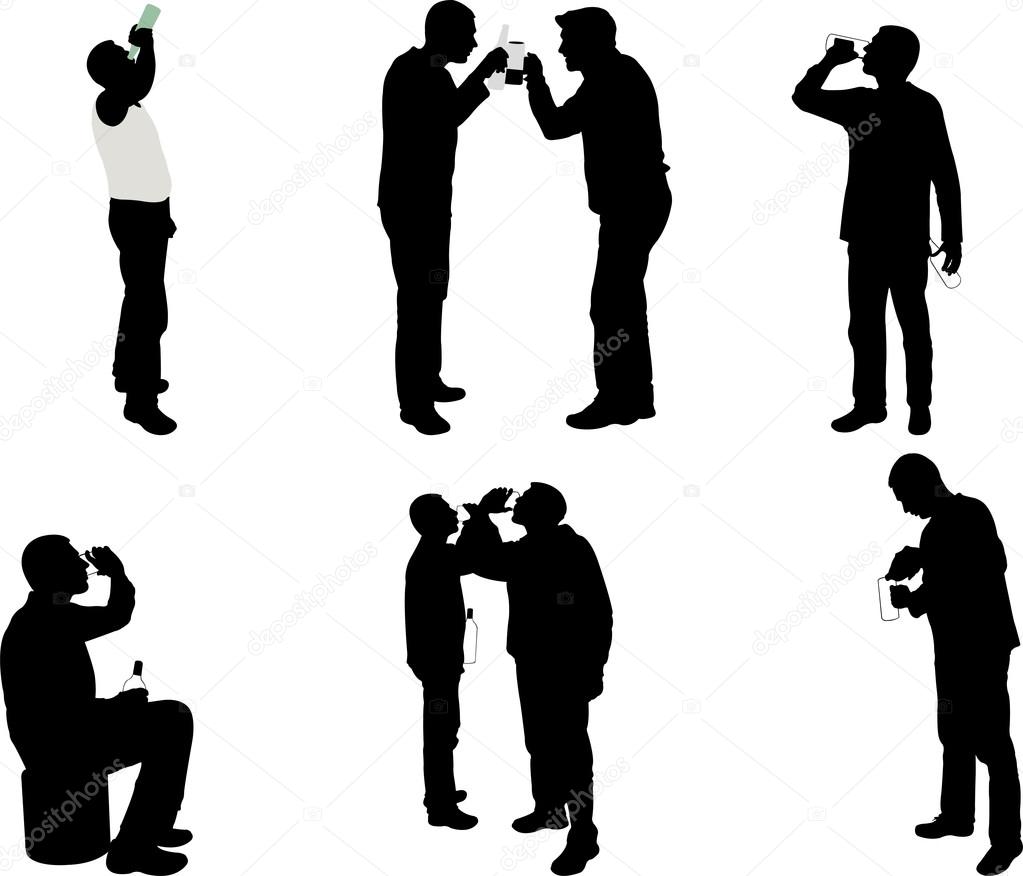 People Drinking Silhouette