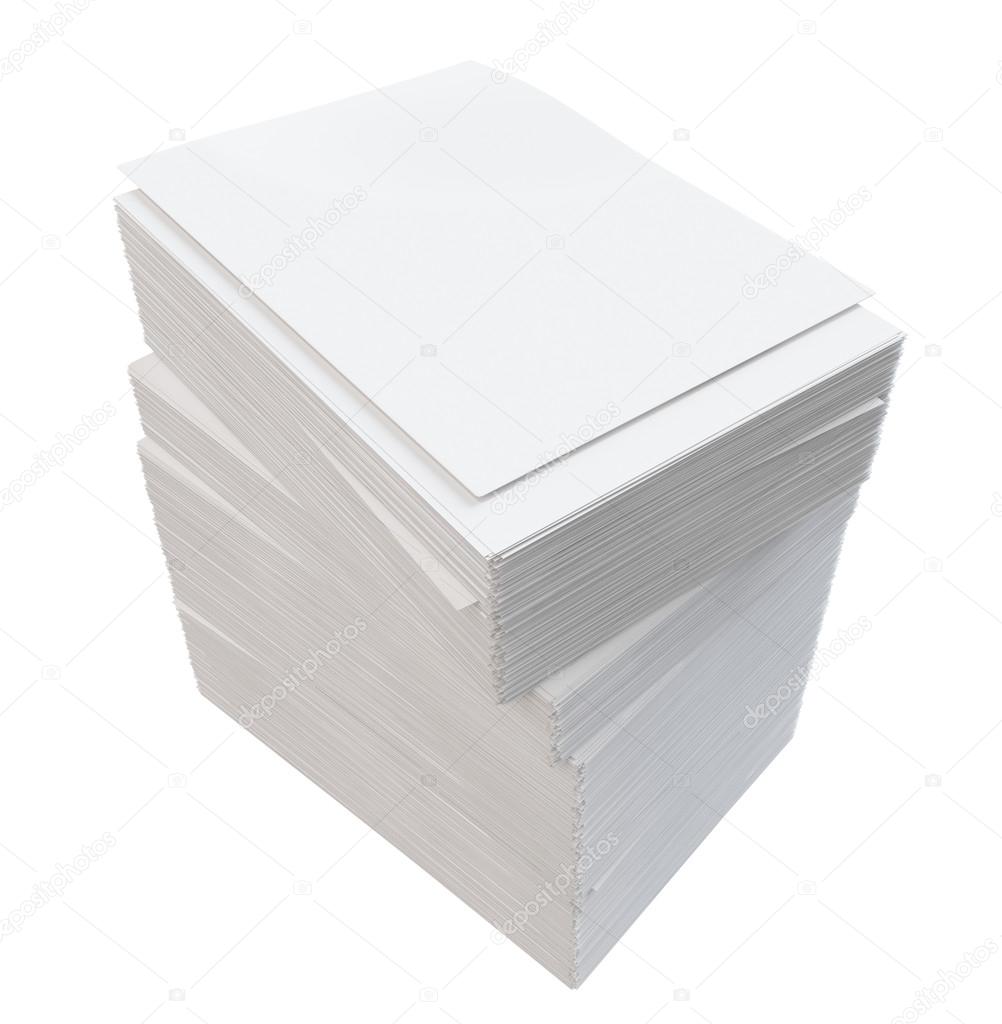 A stack of white paper. Isolated render on a white background Stock ...