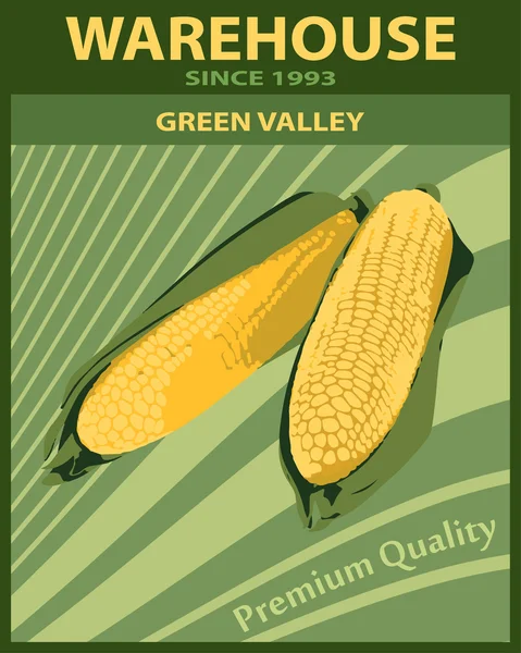 Vintage corn poster design with vector corn character. — Stock Vector ...