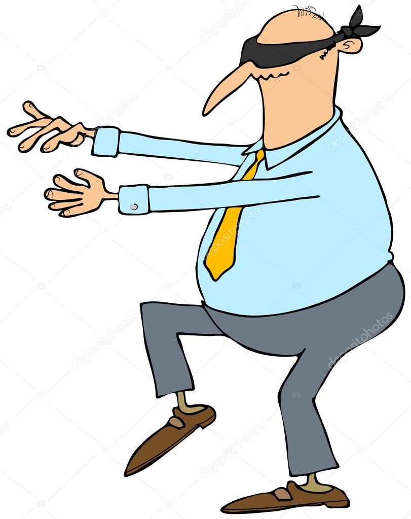 Blindfolded man searching Stock Illustration by ©caraman #81586160