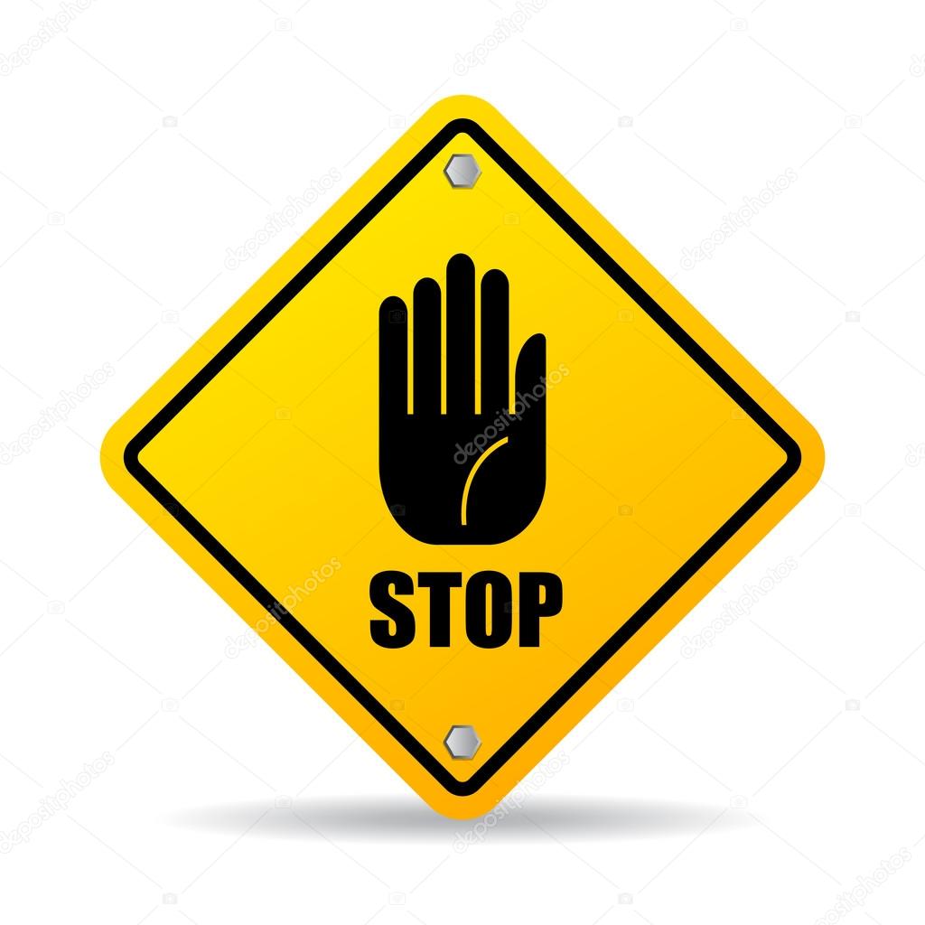 Yellow Stop Sign With Hand