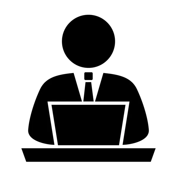 Vector Pictogram Businessman Working on Computer — Stock Vector ...