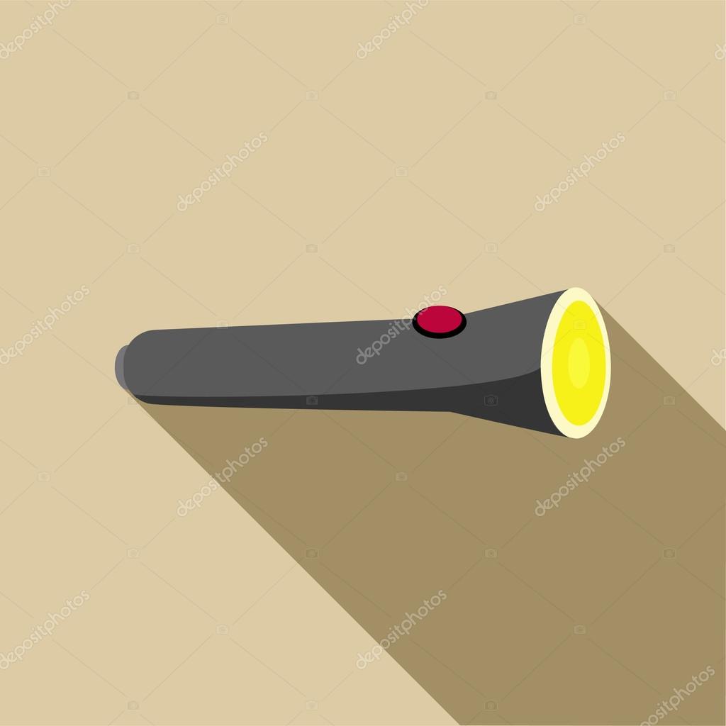 Black flashlight icon in flat style Stock Vector Image by ©ylivdesign ...