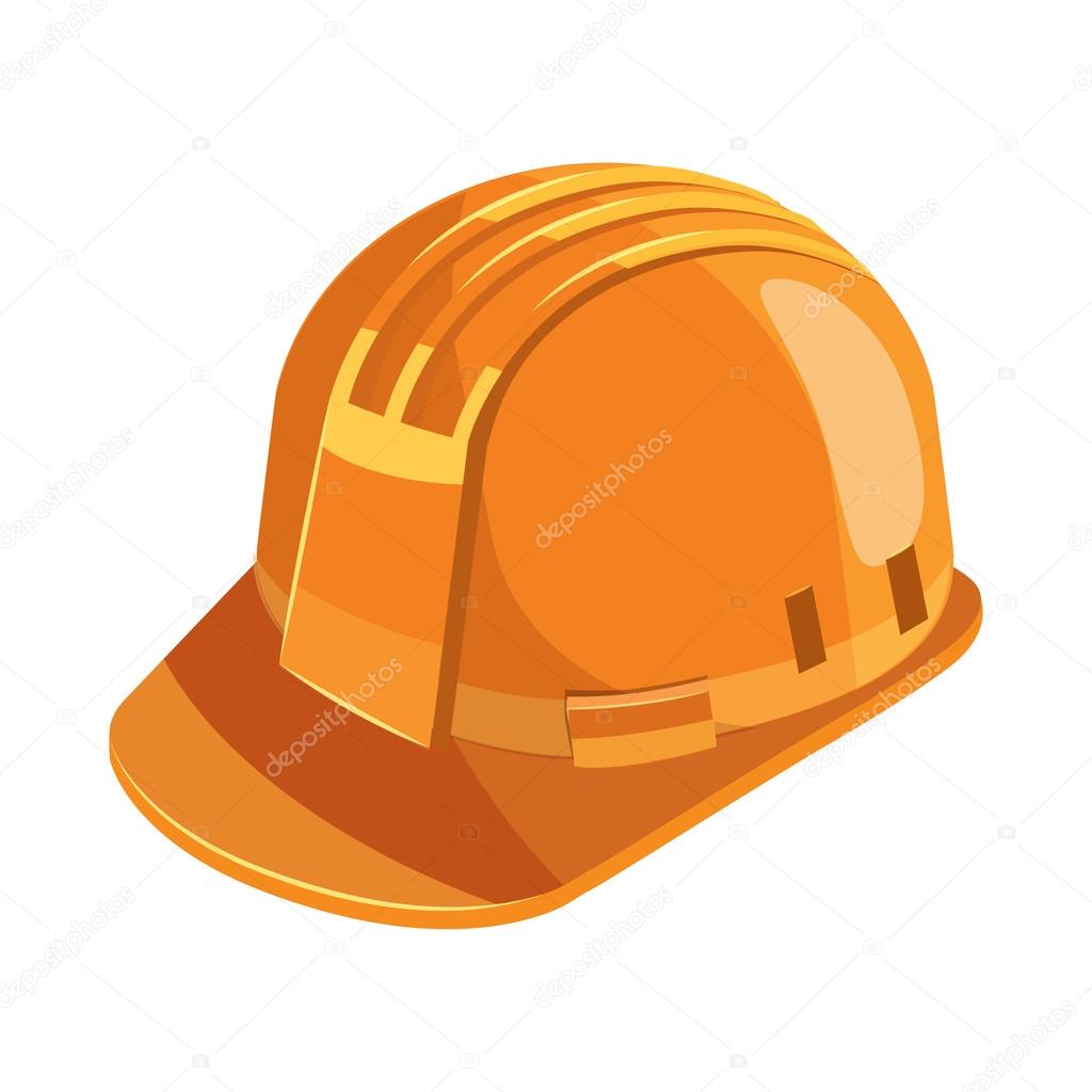 Icono de casco de construcción naranja, estilo de dibujos animados vector, gráfico vectorial ...
