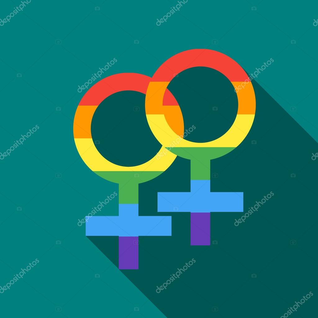 Dos mujeres arco iris símbolo de género icono, de estilo plano Vector ...
