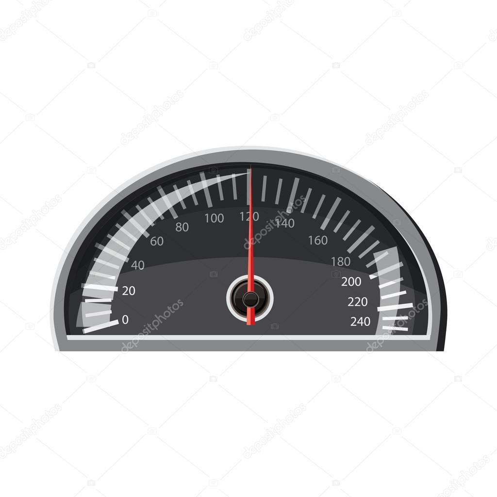 Velocímetro 120 km en icono de hora, estilo dibujos animados 2024