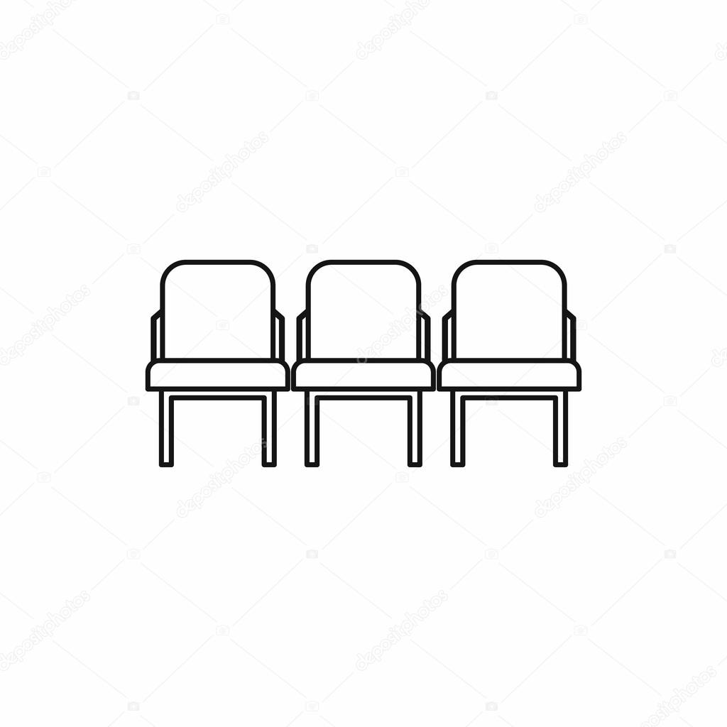 Icono de asientos de fila, estilo de esquema 2024