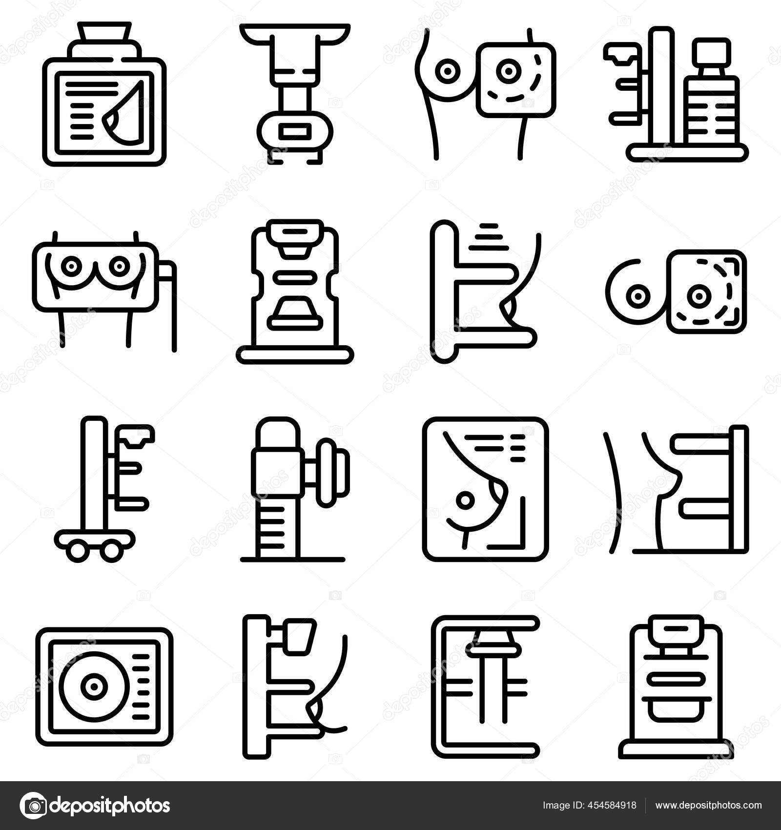 Mammography machine icons set, outline style Stock Vector Image by ...