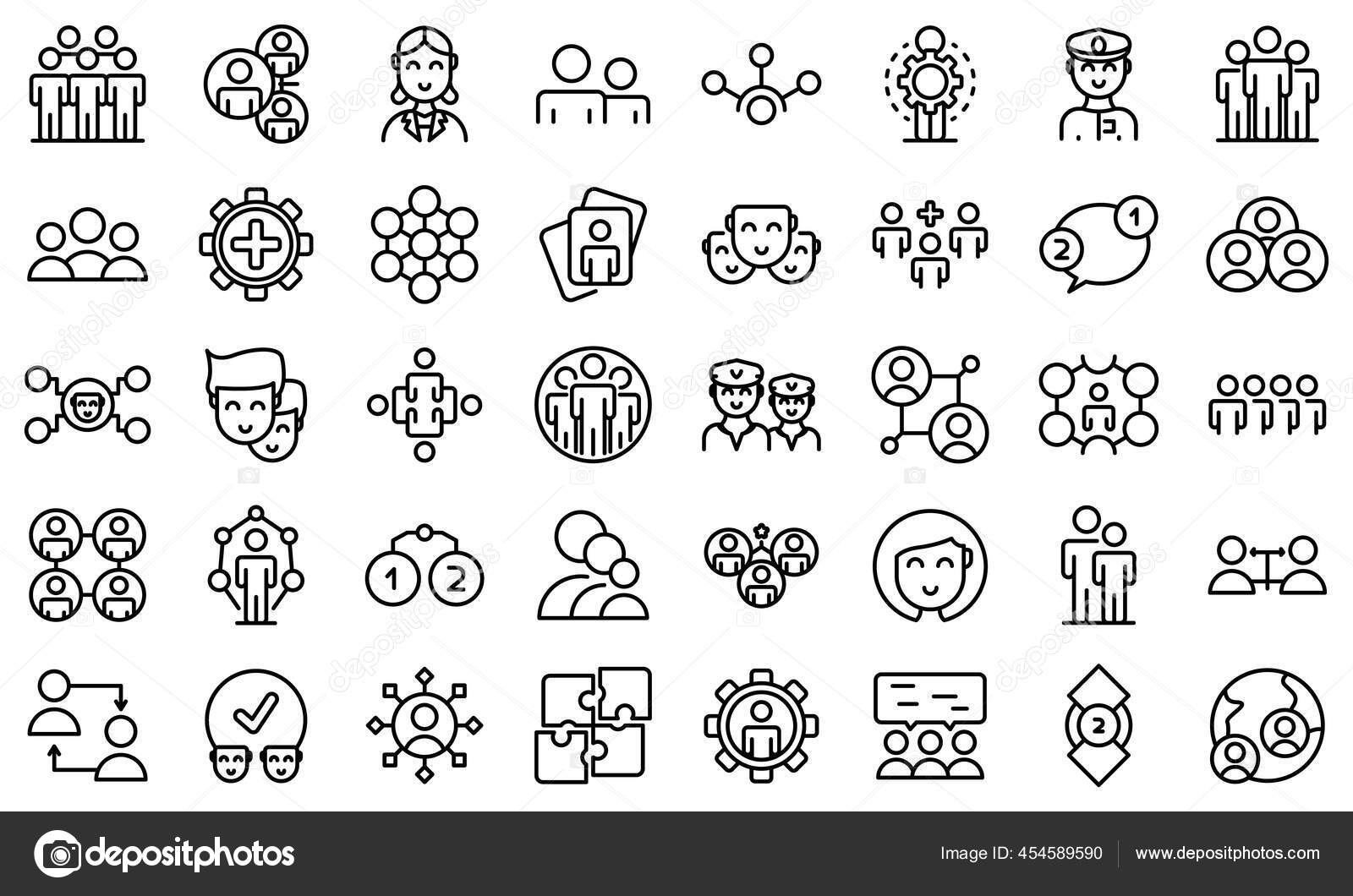 Crew icons set, outline style Stock Vector Image by ©ylivdesign #454589590