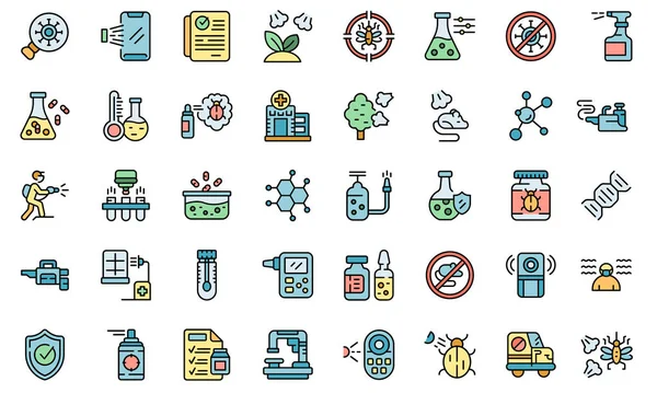 Iconos de control químico conjunto línea vector de color 2023