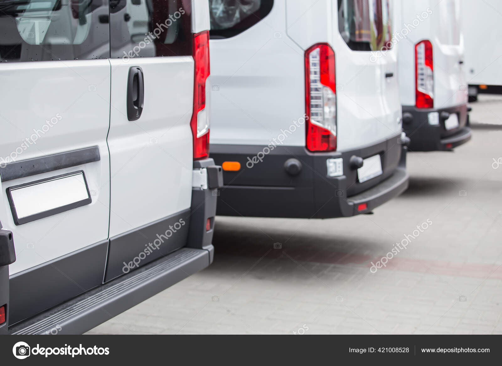 Minibuses Parking Lot Bus Stop Back View — Stock Photo © Apriori #421008528