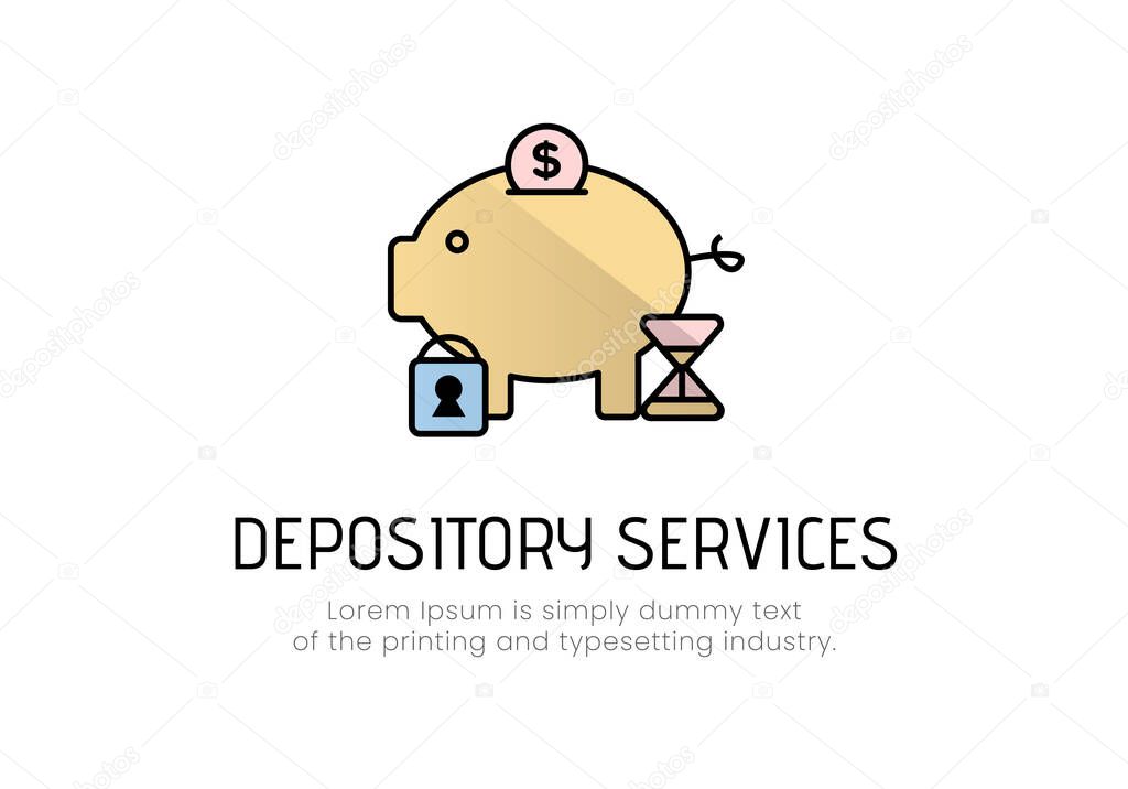Logotipo de servicios de depósito. Ilustración vectorial. 2024