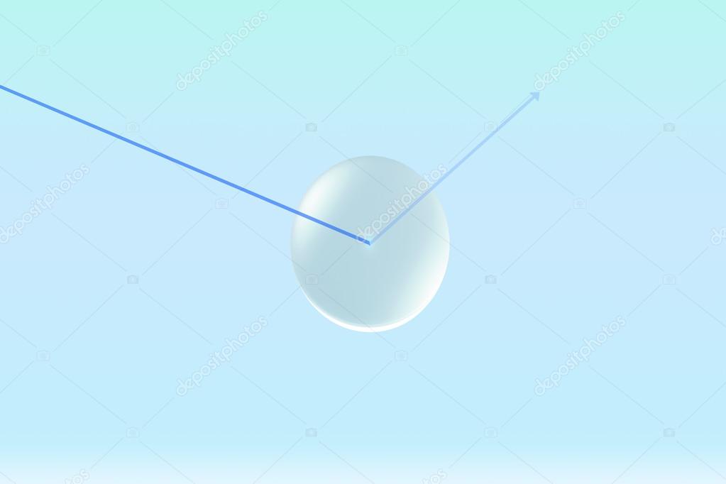 Glass lens opacity with 45 blue light over with arrow — Stock Photo ...