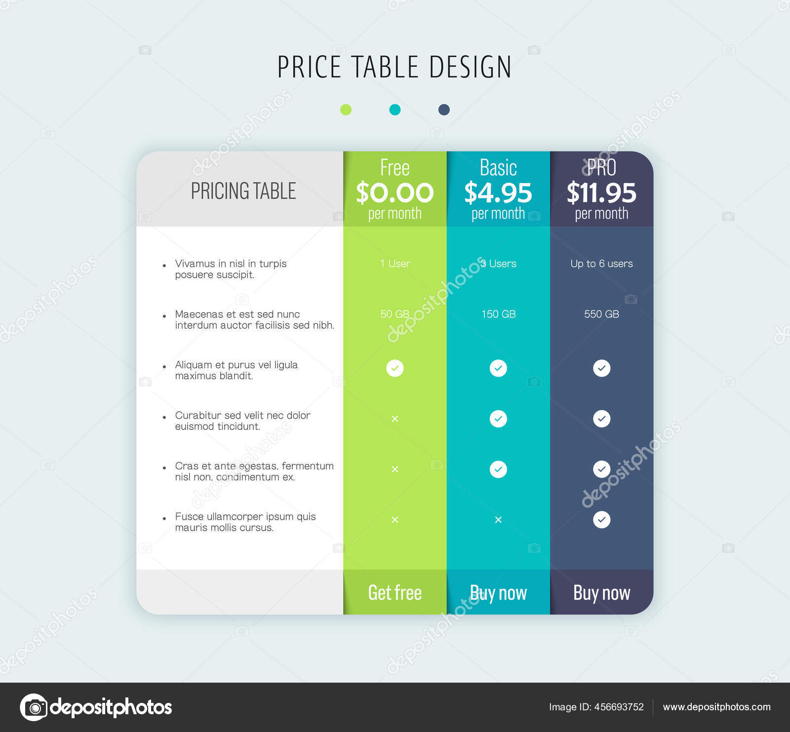 Beautiful Template Price Table Stock Vector Image by ©Ingrid_ #456693752