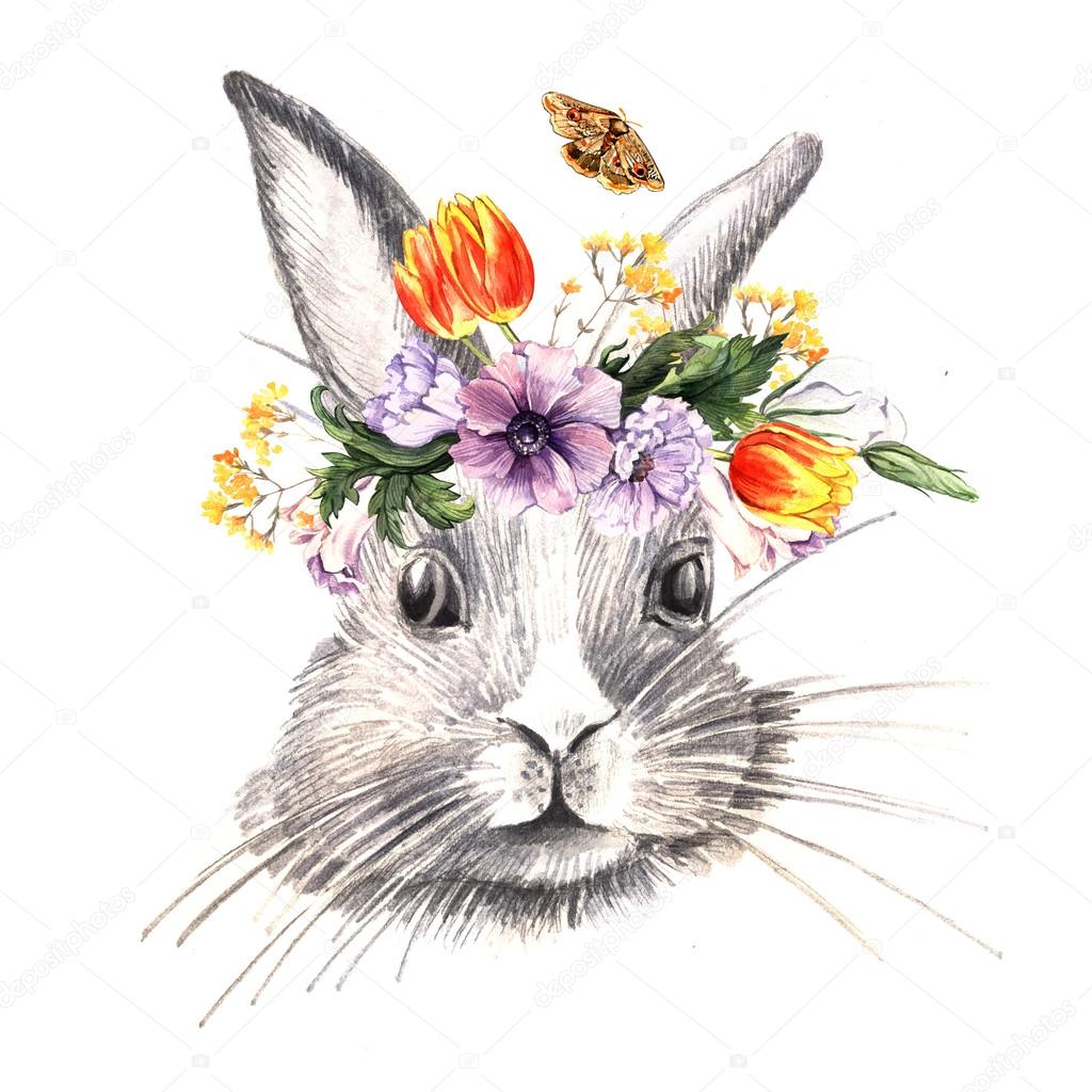 Watercolor easter bunny Stock Photo by ©Ann_art 104673654