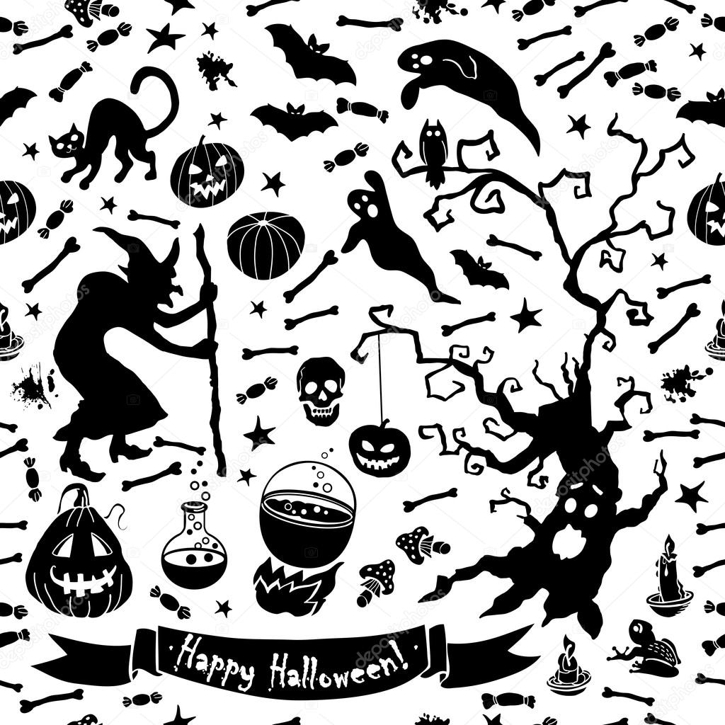 Black and white halloween pattern. Stock Vector Image by ©Ann_art #55711985