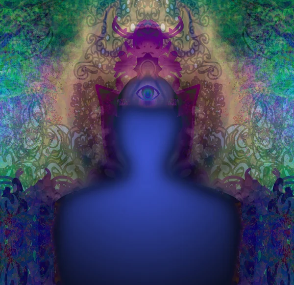 Man with third eye, psychic supernatural senses — Stock Photo ...