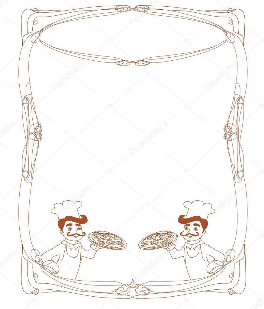 Chef com pizza - Modelo de menu Vetor de stock de ©JackyBrown 124325948