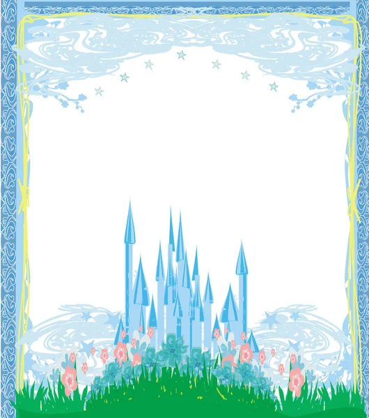Fairy Tale Castle Border Fairytale Castle And Ribbon Stock