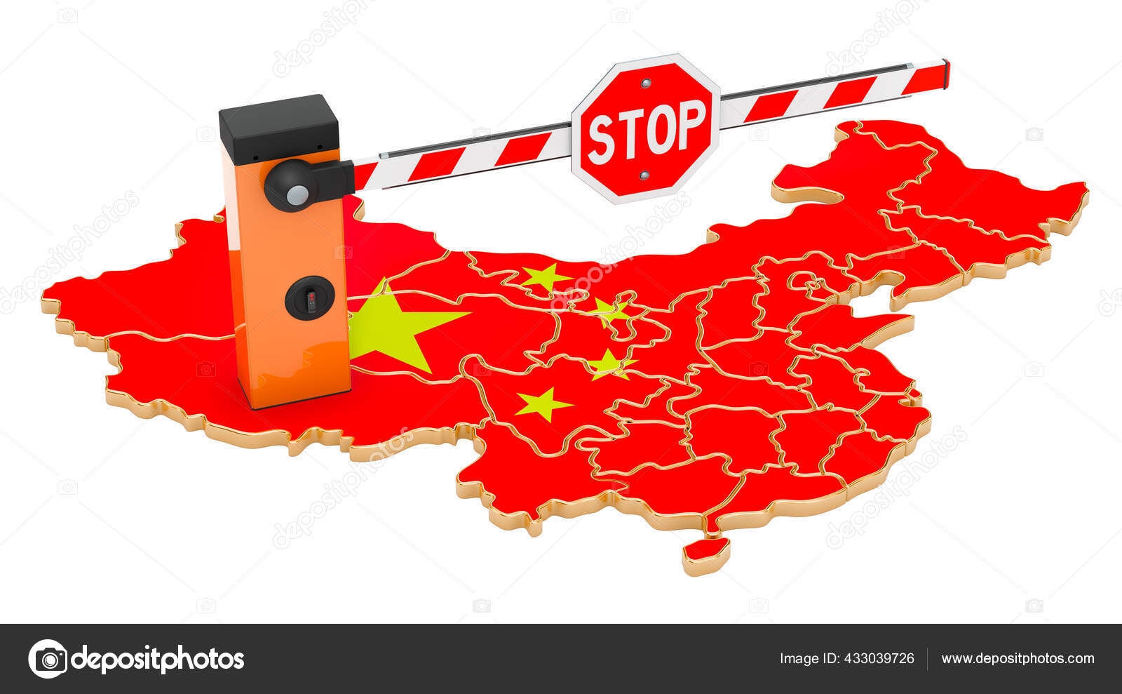 Border Close China Customs Border Protection Concept Rendering Isolated ...