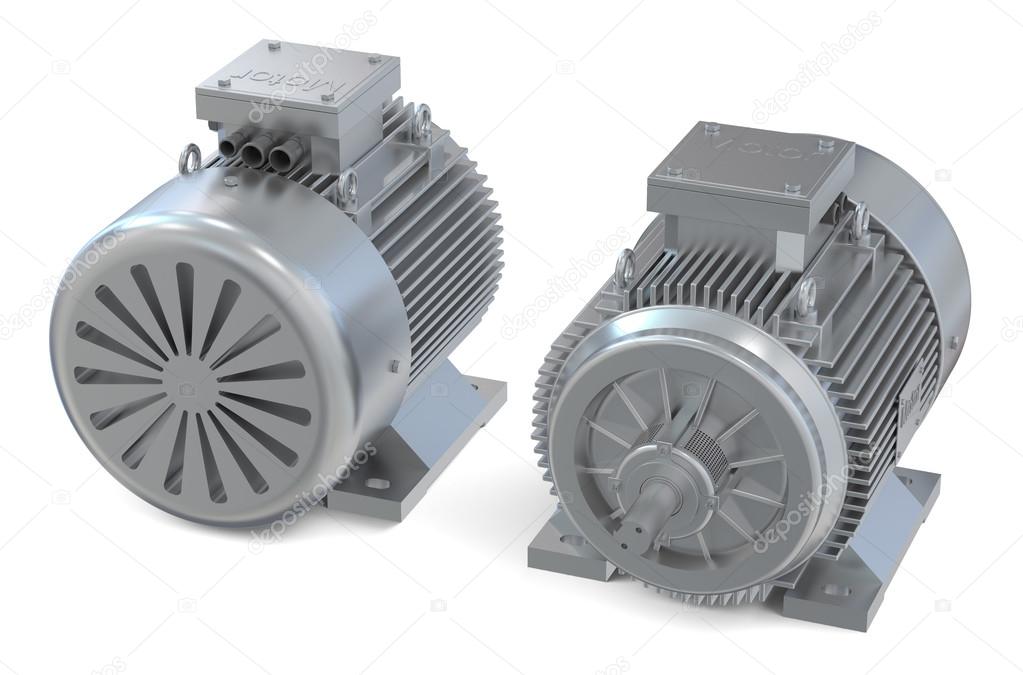 Industrial electric motors, front and back view — Stock Photo © alexlmx ...