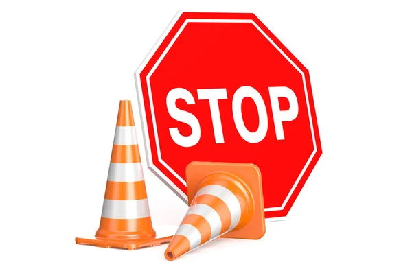 Stop Sign Cones White Background Stock Photo by ©gmac84 231568644