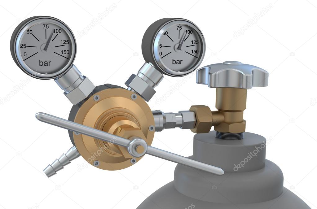 Pressure regulator with reducing valve on gas cylinder Stock Photo by ...
