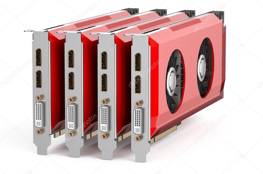 Set of red video cards — Stock Photo © alexlmx #72973243