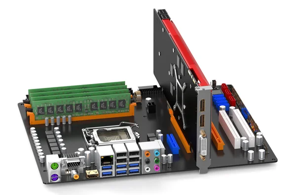 Computer motherboard side view — Stock Photo © alexlmx #73063239