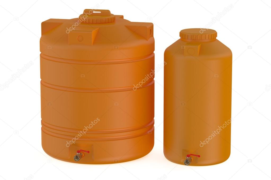 Orange water tanks Stock Photo by ©alexlmx 77773990