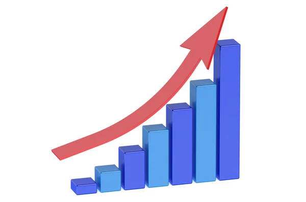 Růst podniku červená pruhový graf s rostoucí šipka nahoru — Stock ...