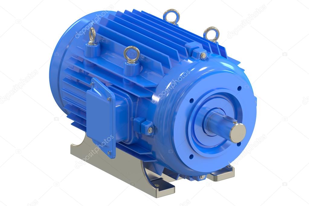 Blue industrial electric motor Stock Photo by ©alexlmx 98518608