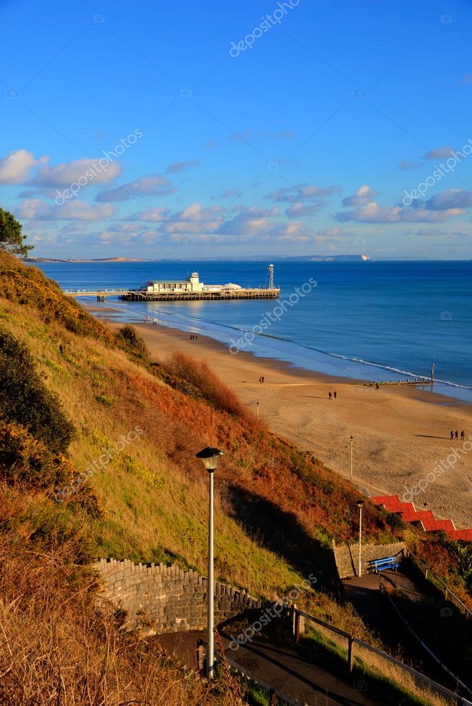 Bournemouth Beach Pier Och Kusten Dorset England Storbritannien Nära