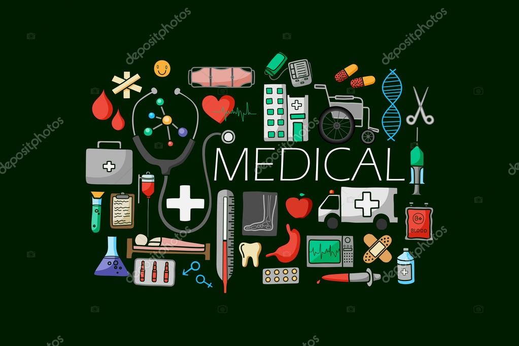 Flat line art design of Medical concept Stock Vector Image by ...