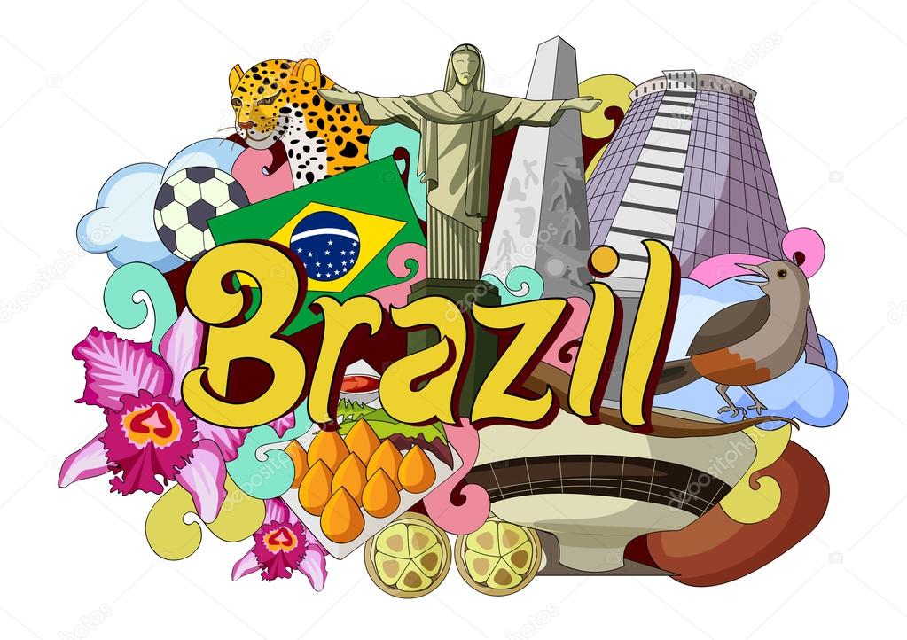 Doodle showing Architecture and Culture of Brazil — Stock Vector ...