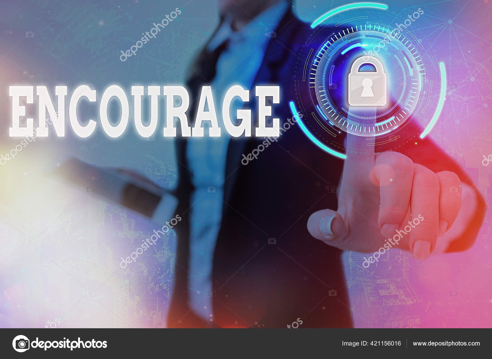 Text sign showing Encourage. Conceptual photo to inspire with courage ...