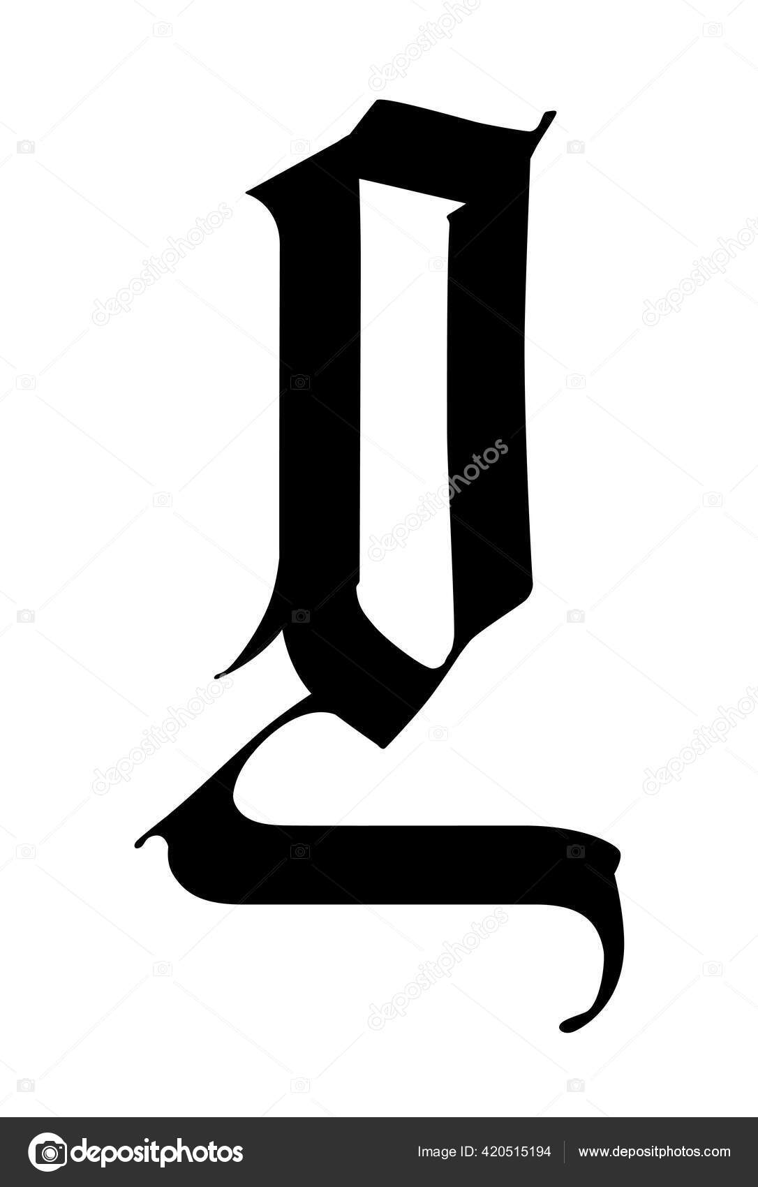 Letra Estilo Gótico Vector Alfabeto Símbolo Está Aislado Sobre Fondo ...