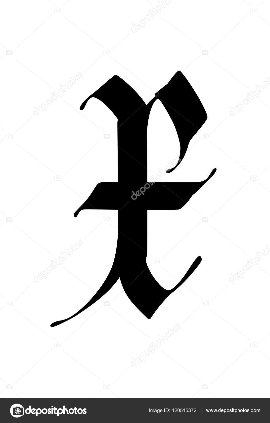 Letter Gothic Style Vector Alphabet Symbol Isolated Golden Background ...