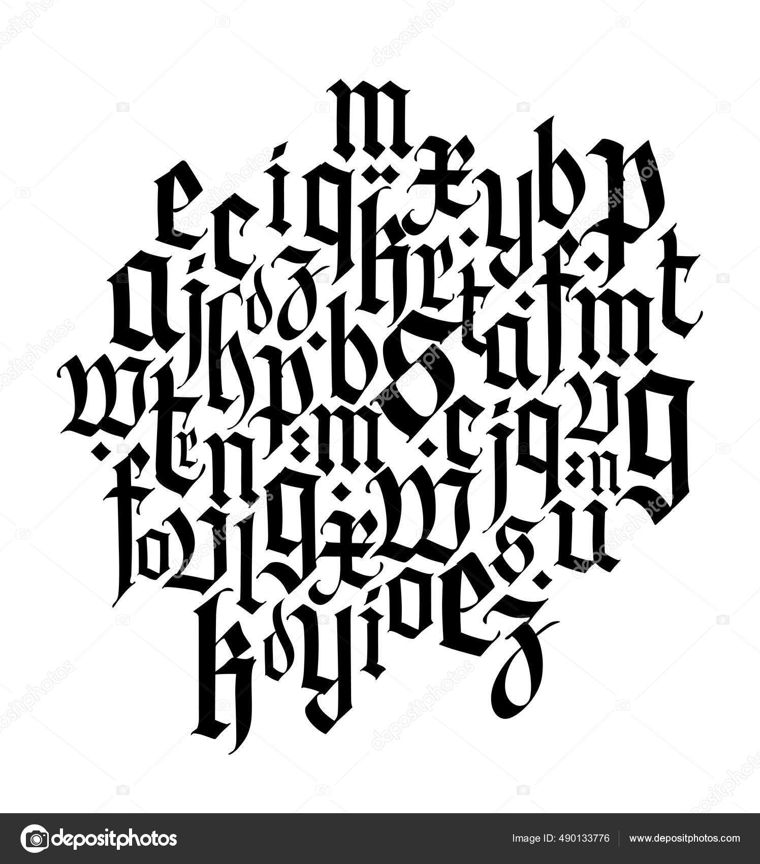 Font Composition Medieval Gothic Vector European Modern Gothic Black ...